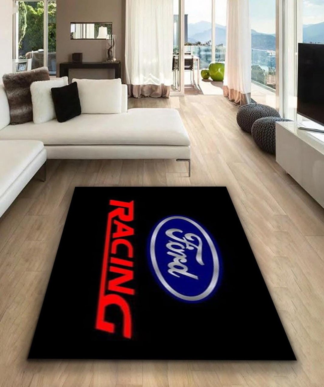 Ford Racing Rectangular Carpet, Rug, Man Cave, Decoration, Living Room ...