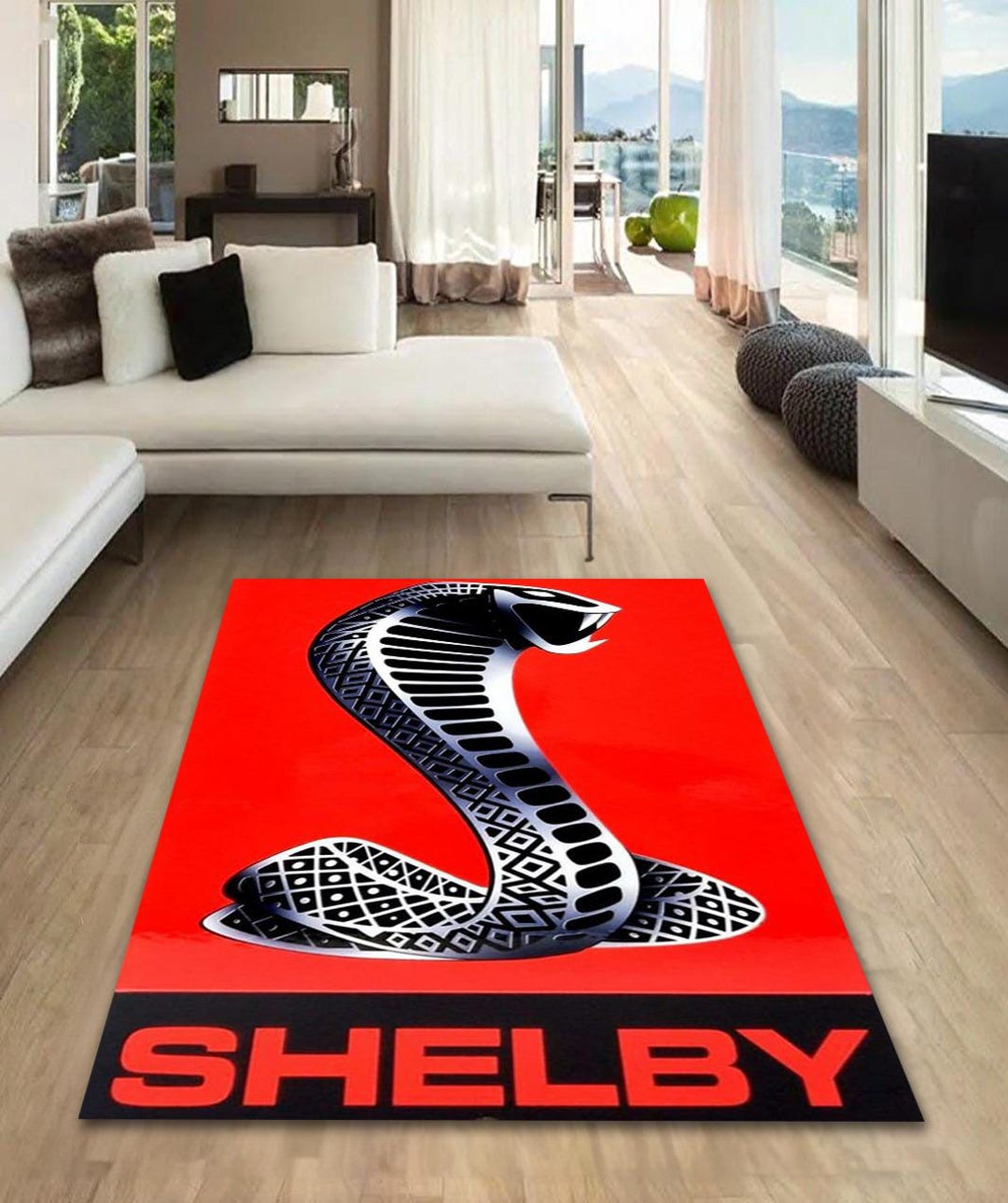Shelby Mustang Cobra Rectangular Carpet, Rug, Man Cave, Decoration ...