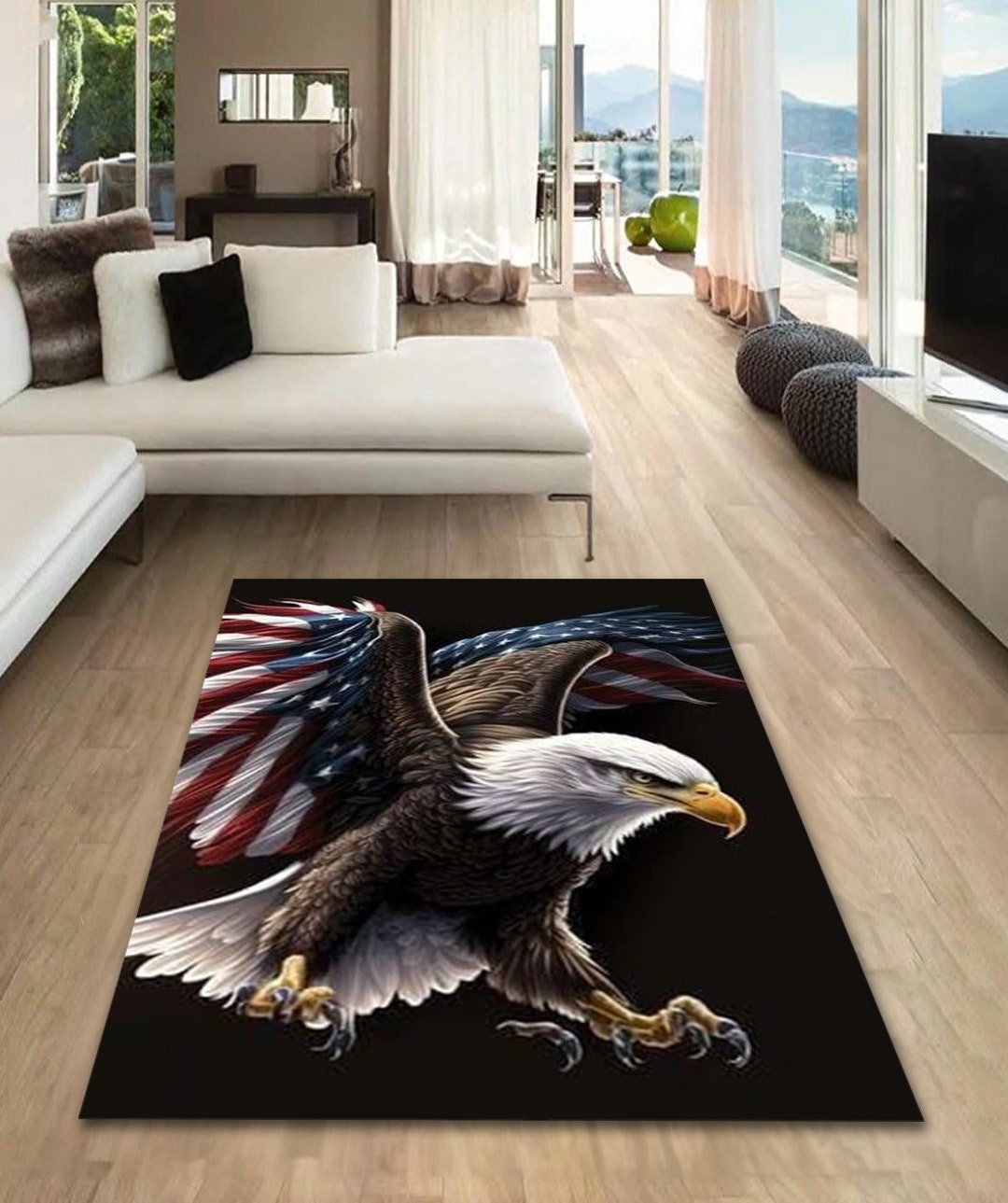 Patriotic Eagle USA Flag Rectangular Carpet, Rug, Man Cave, Decoration ...
