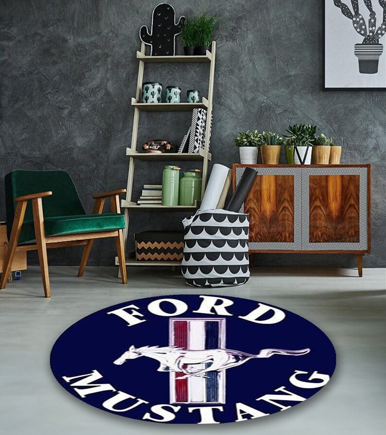 Ford Mustang Round Carpet, Man Cave, Decoration, Livingroom, Car Brand ...