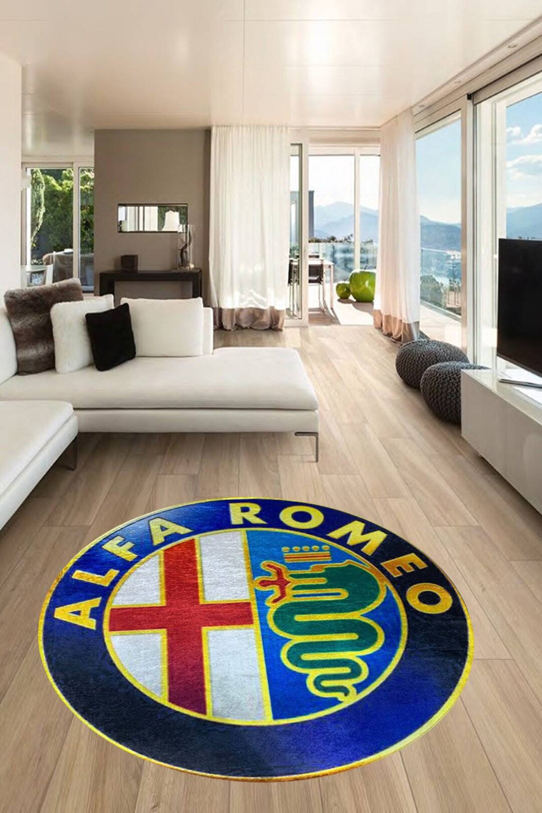 Alfa Romeo Round Carpet, Man Cave, Decoration, Livingroom, Car Brand ...