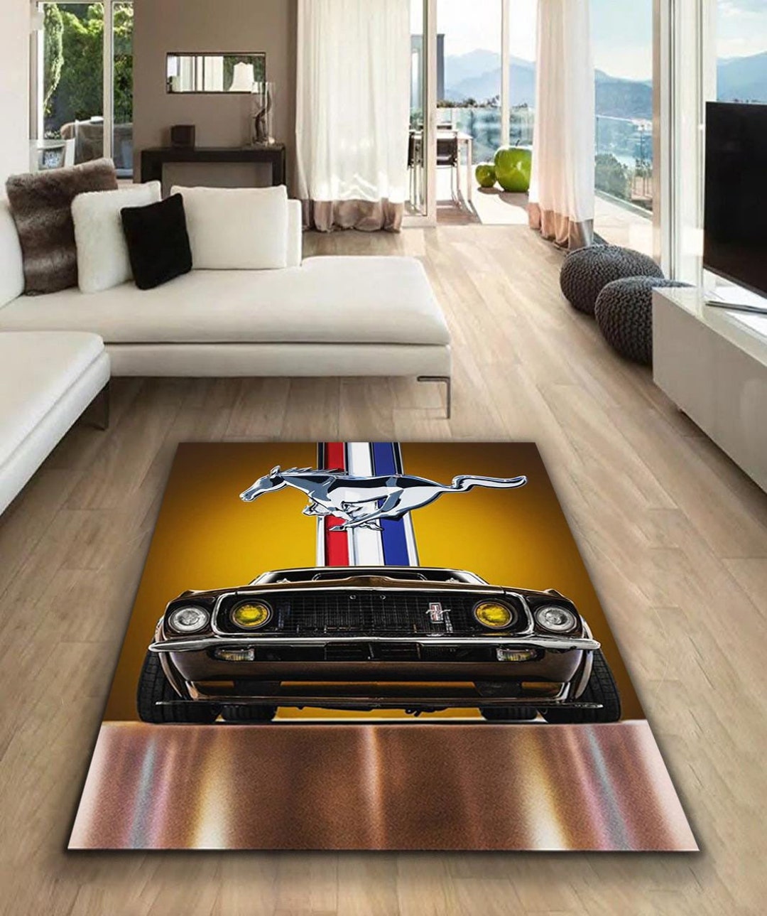 Ford Mustang Rectangular Carpet, Rug, Man Cave, Decoration, Living Room ...