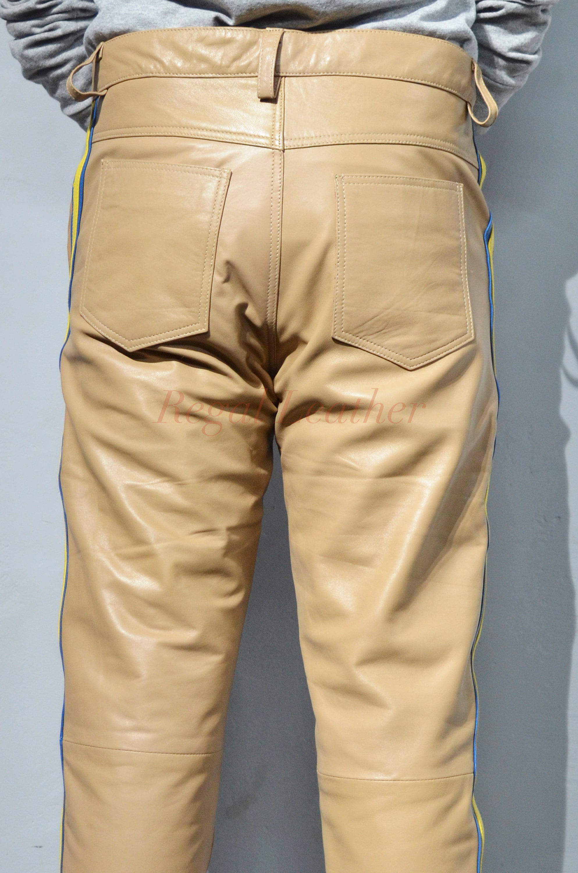 Men's Real Lambskin Leather Pants Hot Gay Style Leather Pants With ...