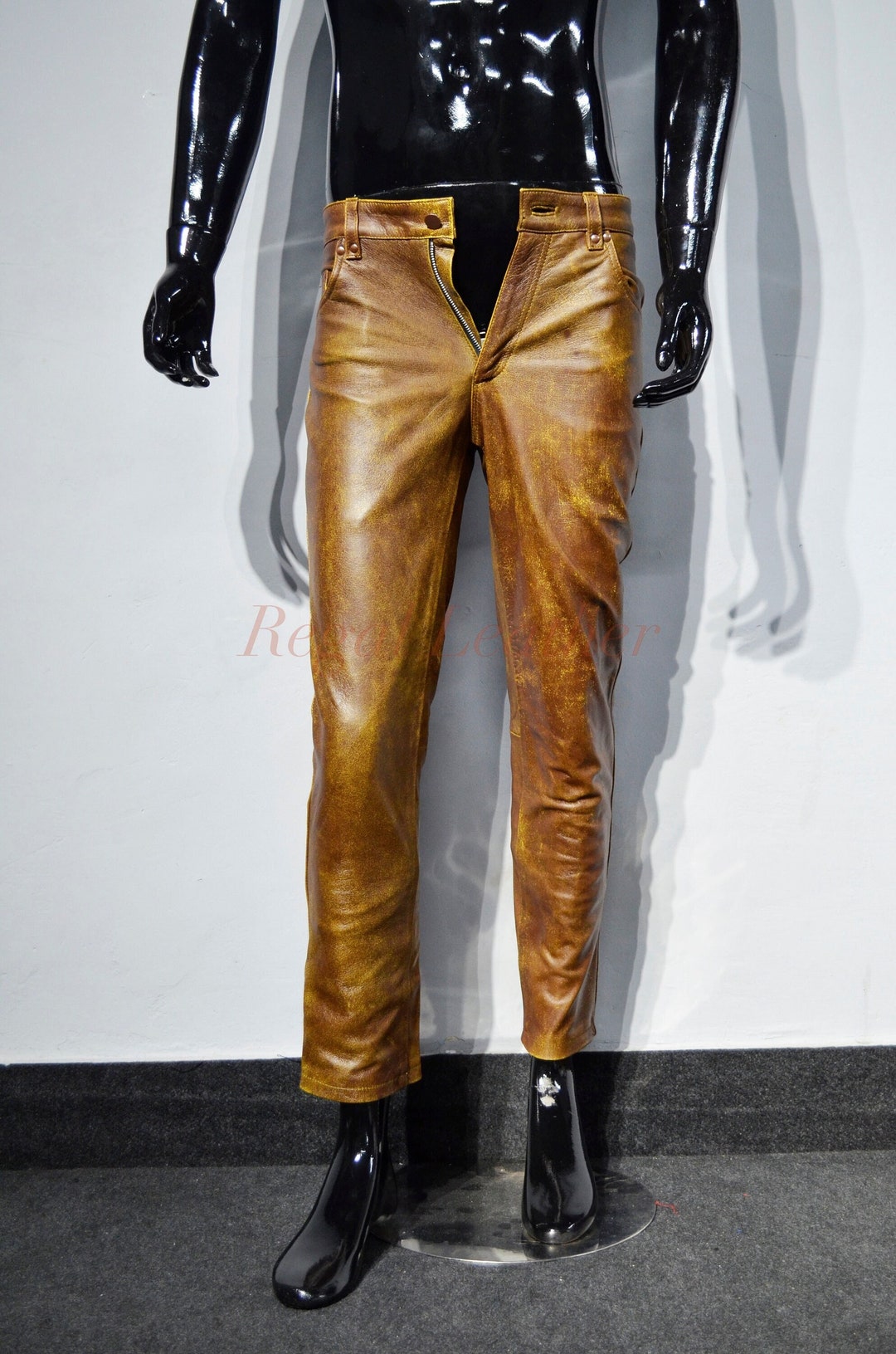 Premium Distressed Leather Pants for Men's, Genuine Lambskin Leather ...