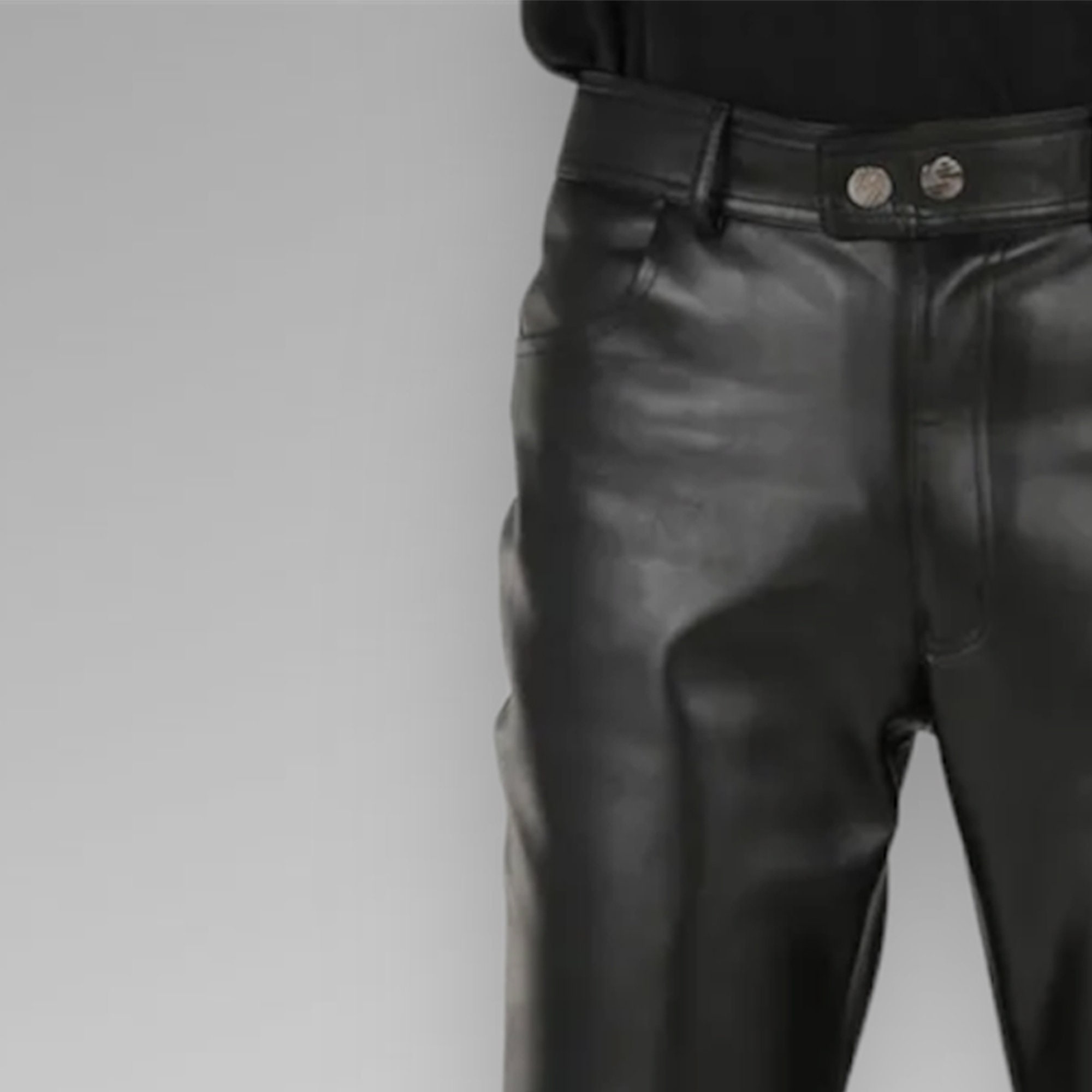 Men's Slim Fit Gay Leather Pant Genuine Lambskin Leather Black Color ...