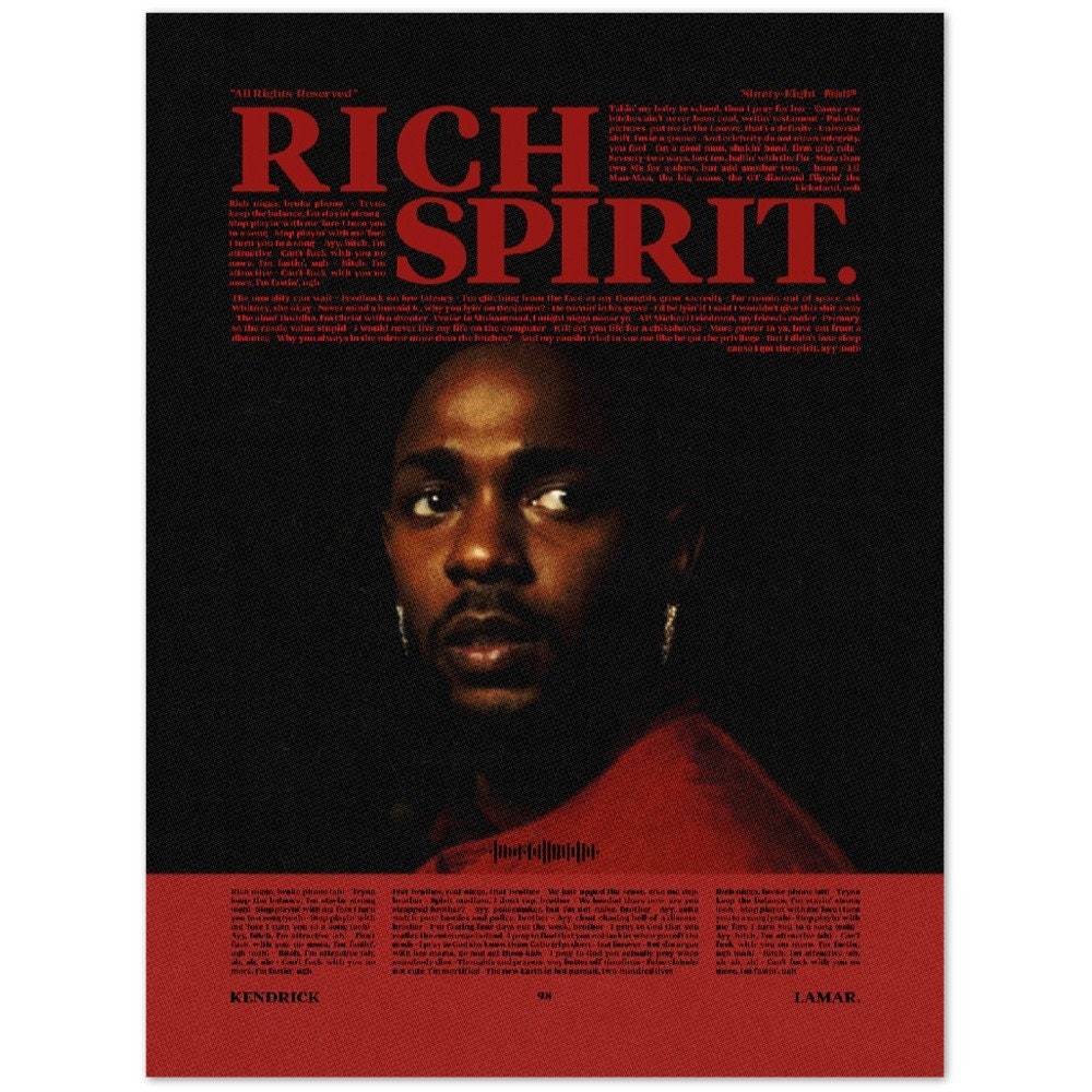 Rich Spirit - Kendrick Lamar Poster - Etsy