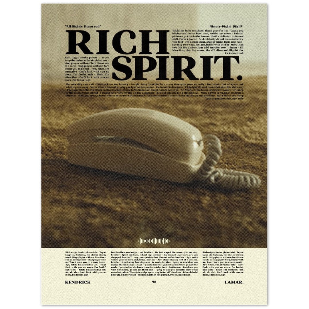 Rich Spirit - Kendrick Lamar Poster - Alternative - Etsy