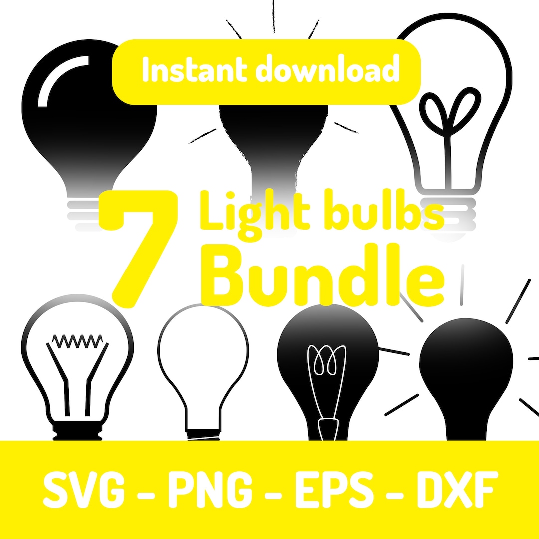 7 Light Bulbs Bundle, Printable PNG, SVG, .eps, .dxf - Etsy