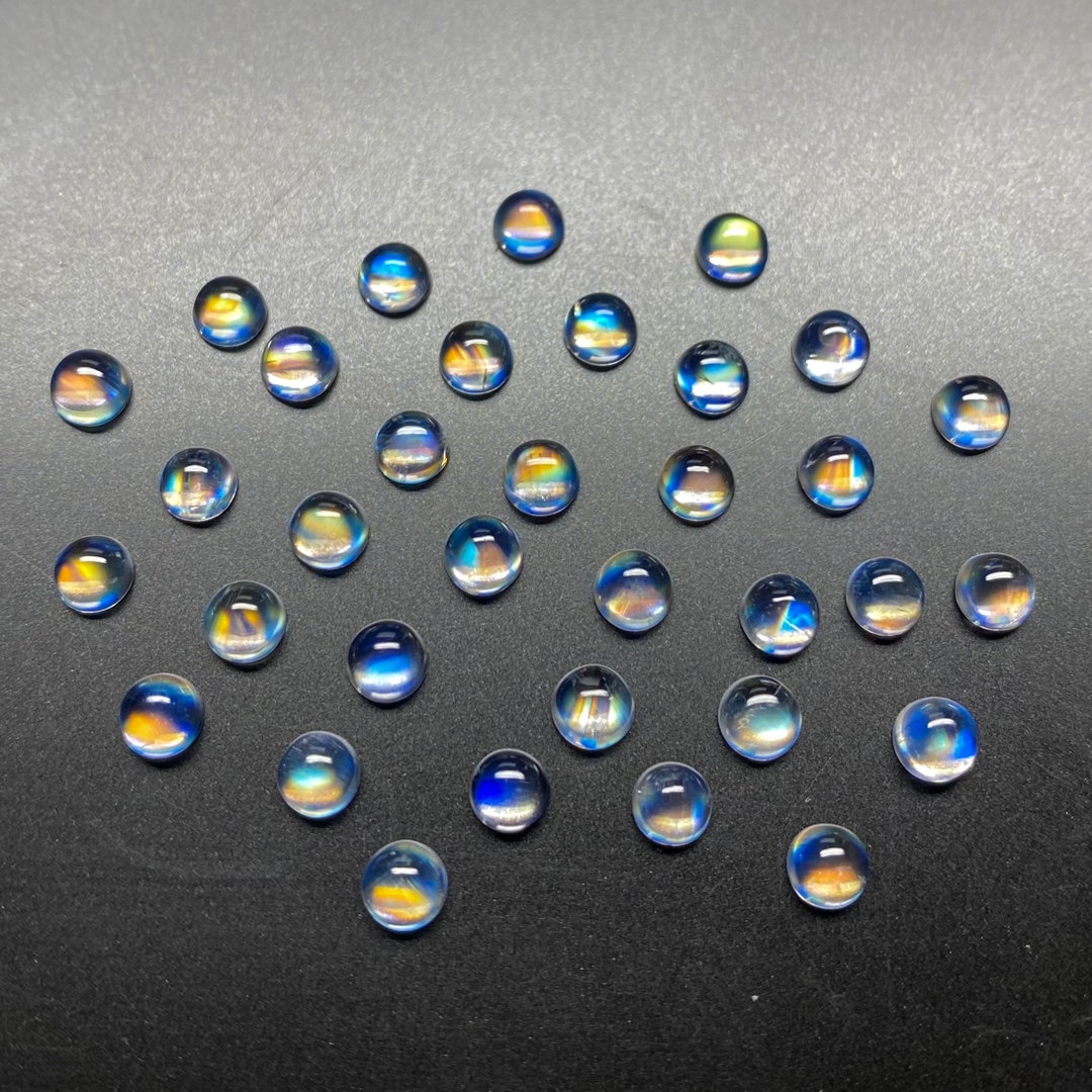 4mm Moonstone Round Cab | AAA+ Quality Blue Moonstone | Blue Moonstone ...