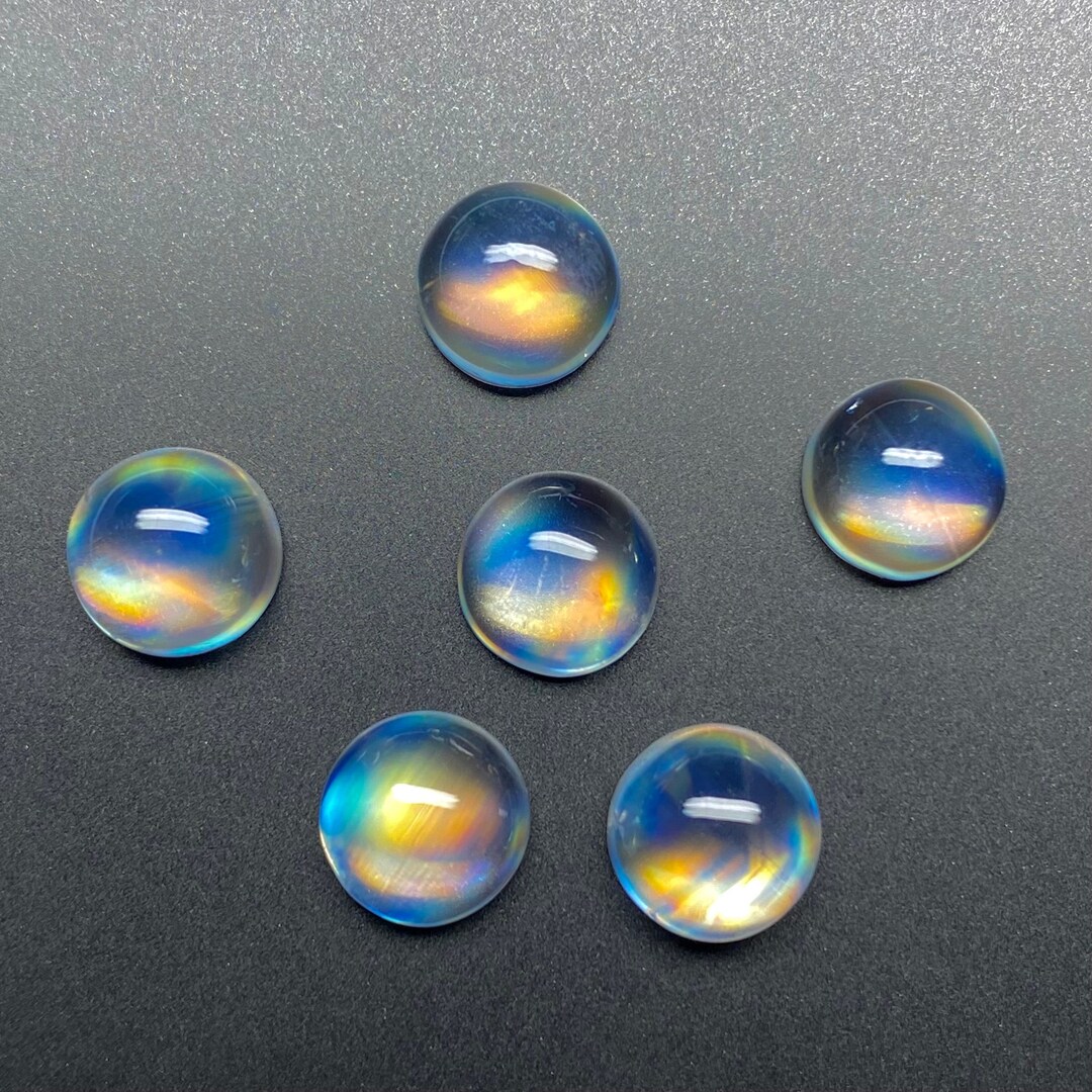 8mm Moonstone Round Cab | AAA+ Quality Blue Moonstone | Blue Moonstone ...