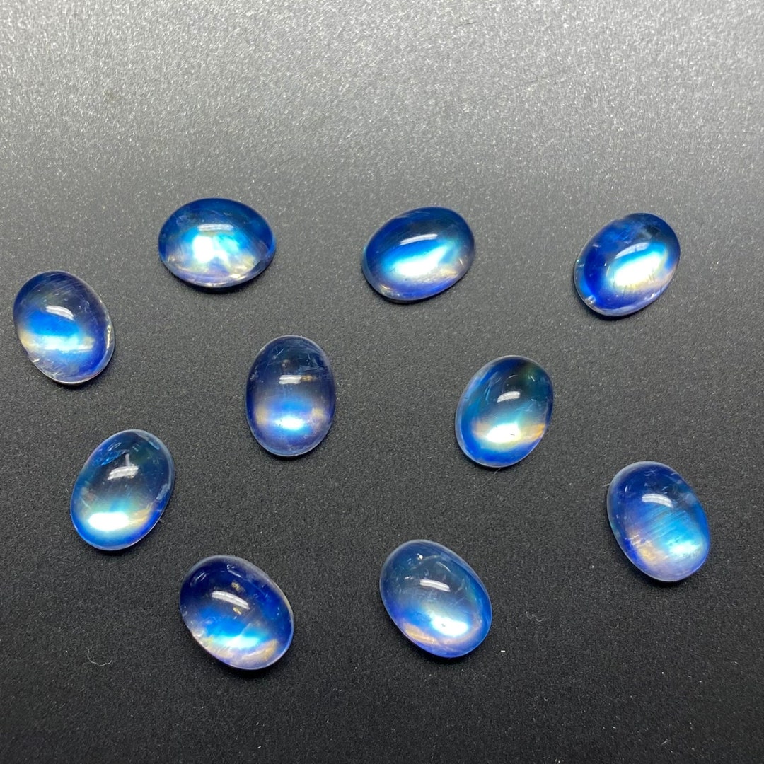 6x8mm Moonstone Oval | Rainbow Moonstone | AAAA++ Quality Blue ...