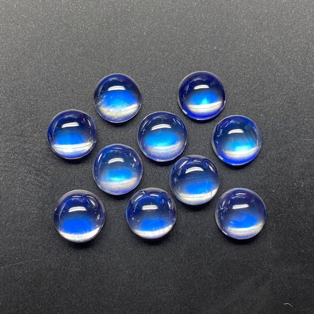 6mm Moonstone Round Cab | AAA+ Quality Blue Moonstone | Blue Moonstone ...