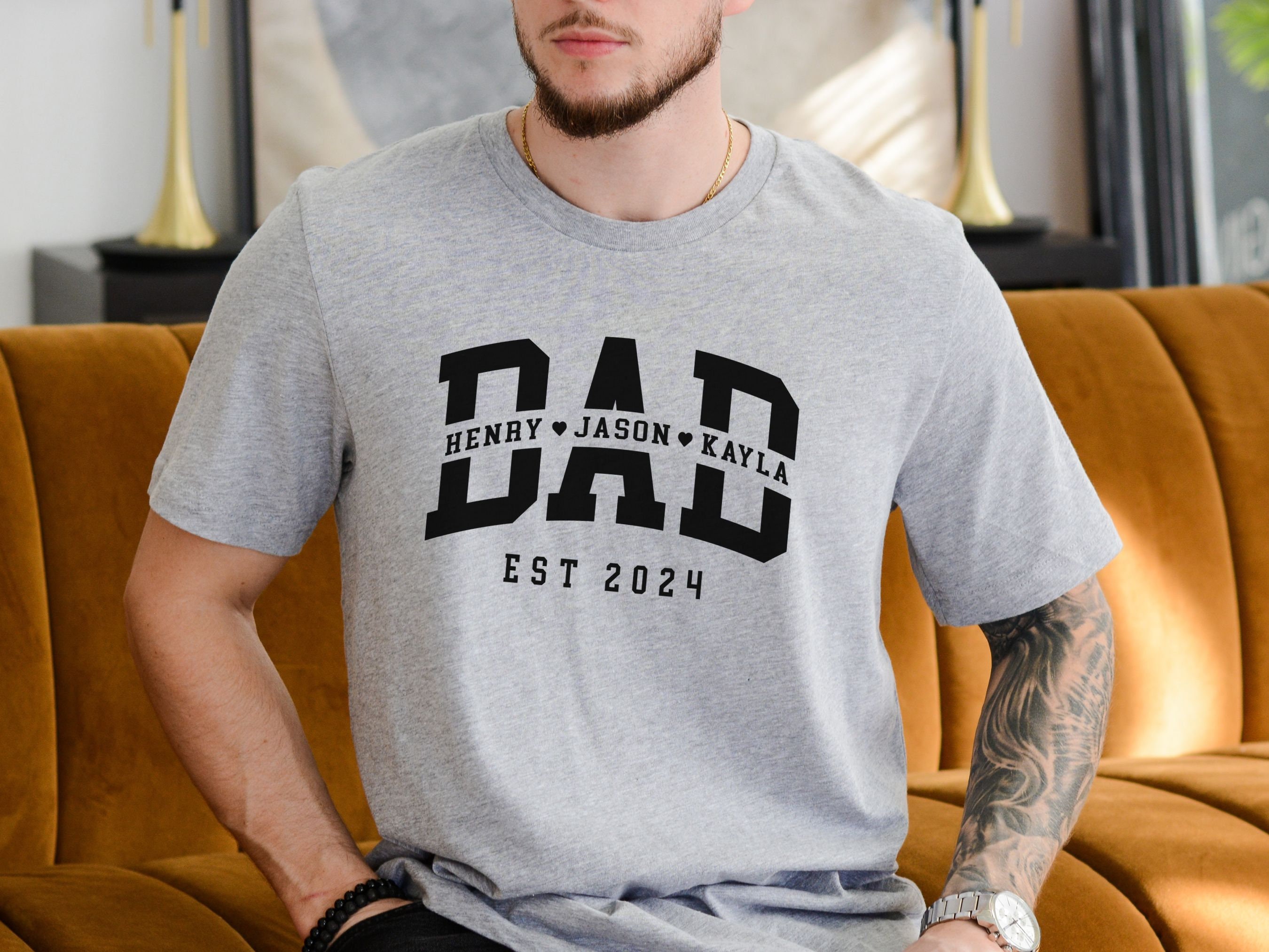 Custom Dad Shirt With Kids Names, Custom Dad Shirt, Fathers Day Shirt ...