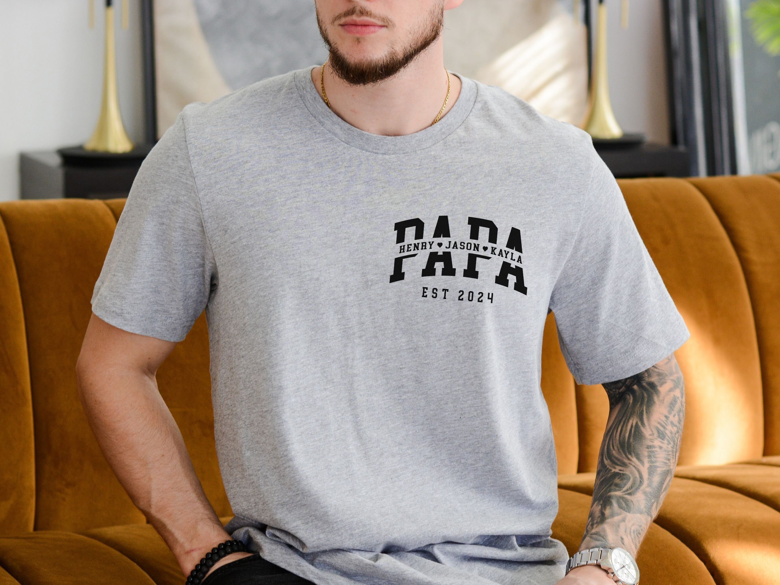 Custom Papa Shirt With Kids Names, Custom Papa Shirt, Fathers Day Shirt ...