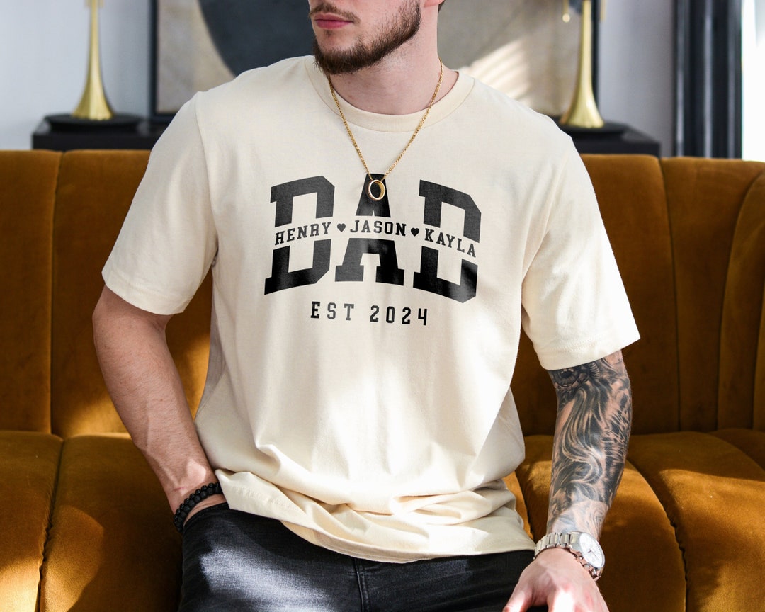 Custom Dad Shirt With Kids Names, Custom Dad Shirt, Fathers Day Shirt ...