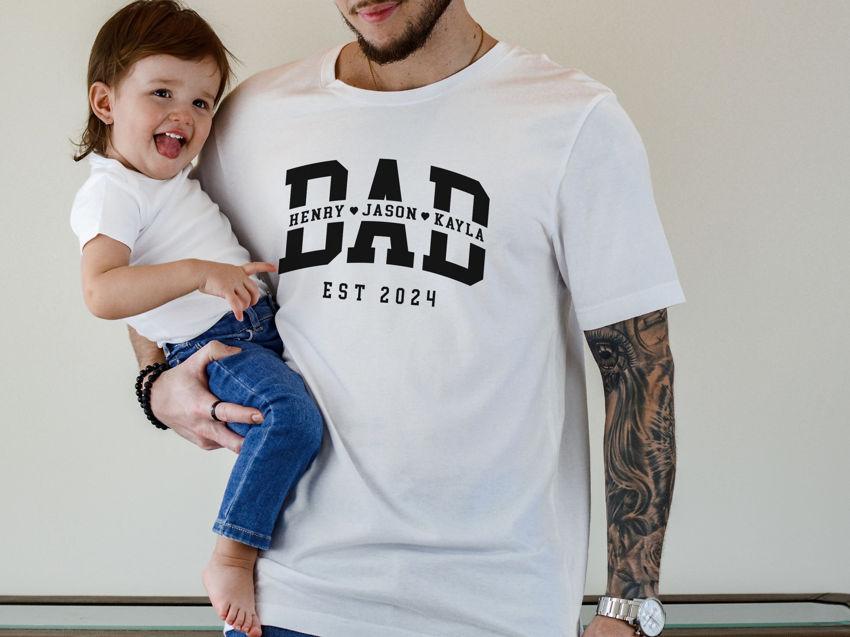 Custom Dad Shirt With Kids Names, Custom Dad Shirt, Fathers Day Shirt ...