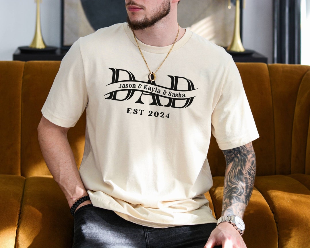 Custom Dad Shirt With Kids Names, Custom Dad Shirt, Fathers Day Shirt ...