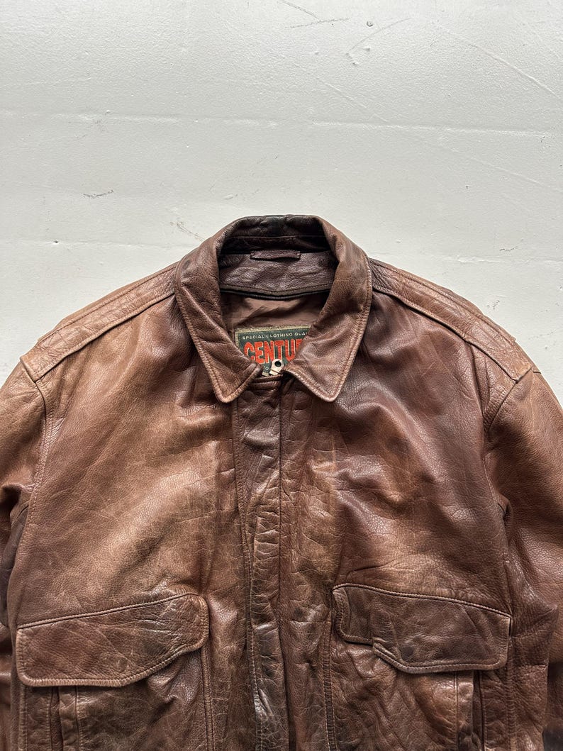 Brown Century A-2 Aviation Leather Jacket Vintage 80's - XL - Etsy