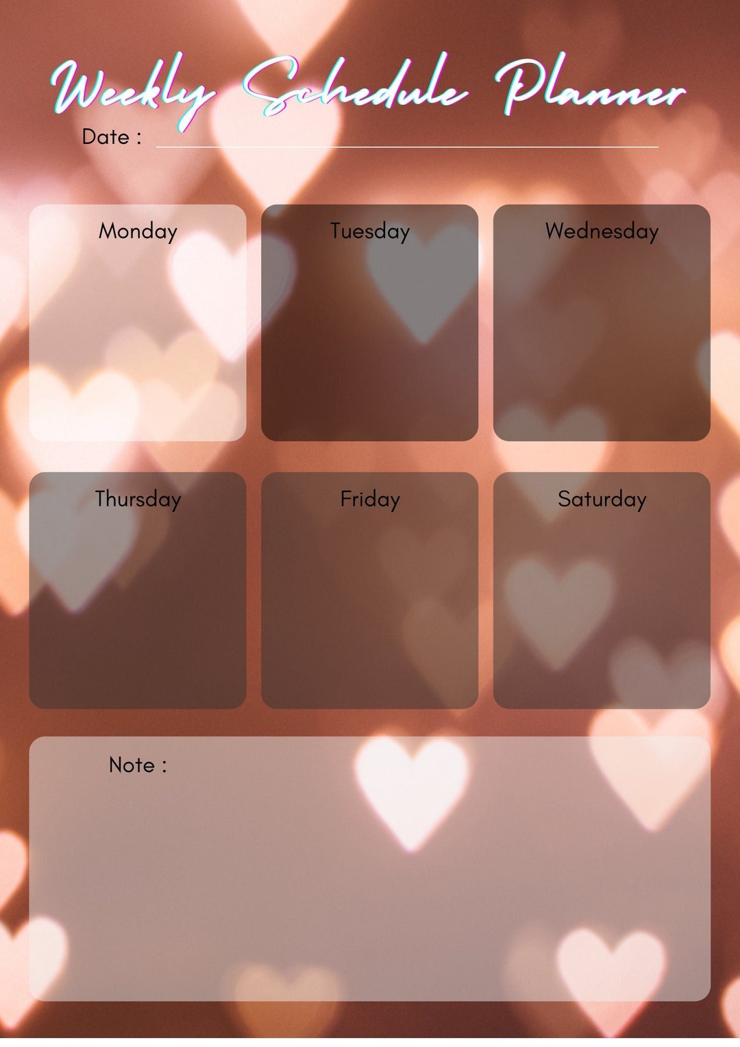 Weekly Digital Heart Planner, Planner, Notability Planner, Daily Notes ...
