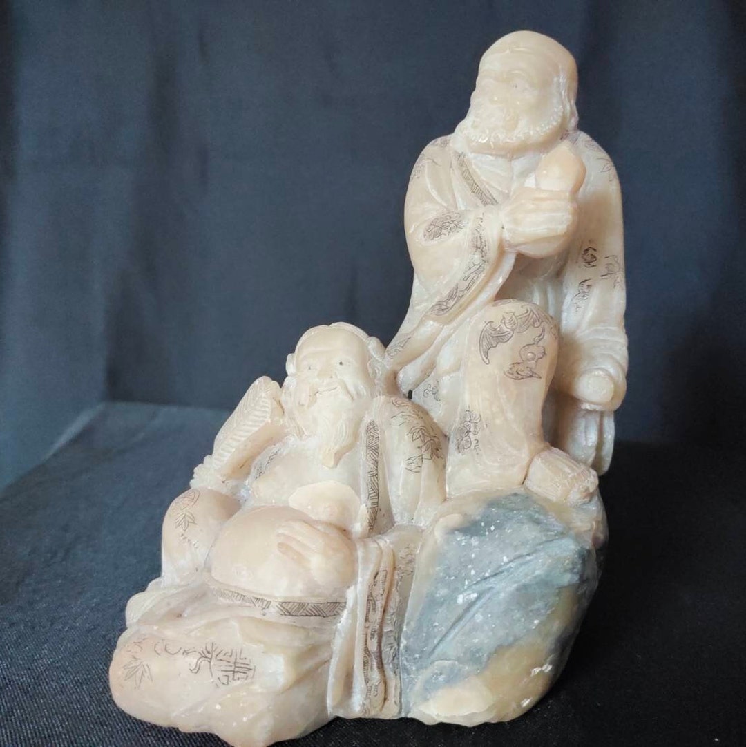 A Fine and Rare Russet Jade Sculpture of Two Monks, Ming Dynasty (1368 ...