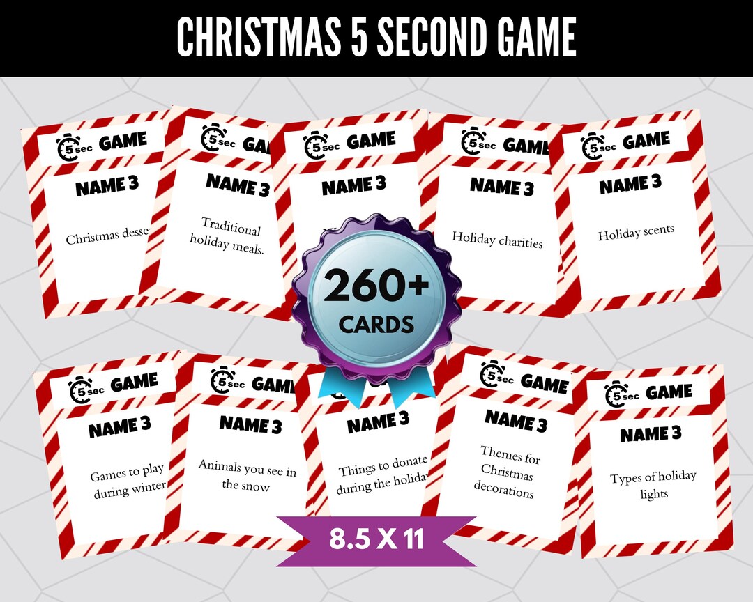 Christmas 5 Second Game , Printable Christmas Game, Christmas Activity ...