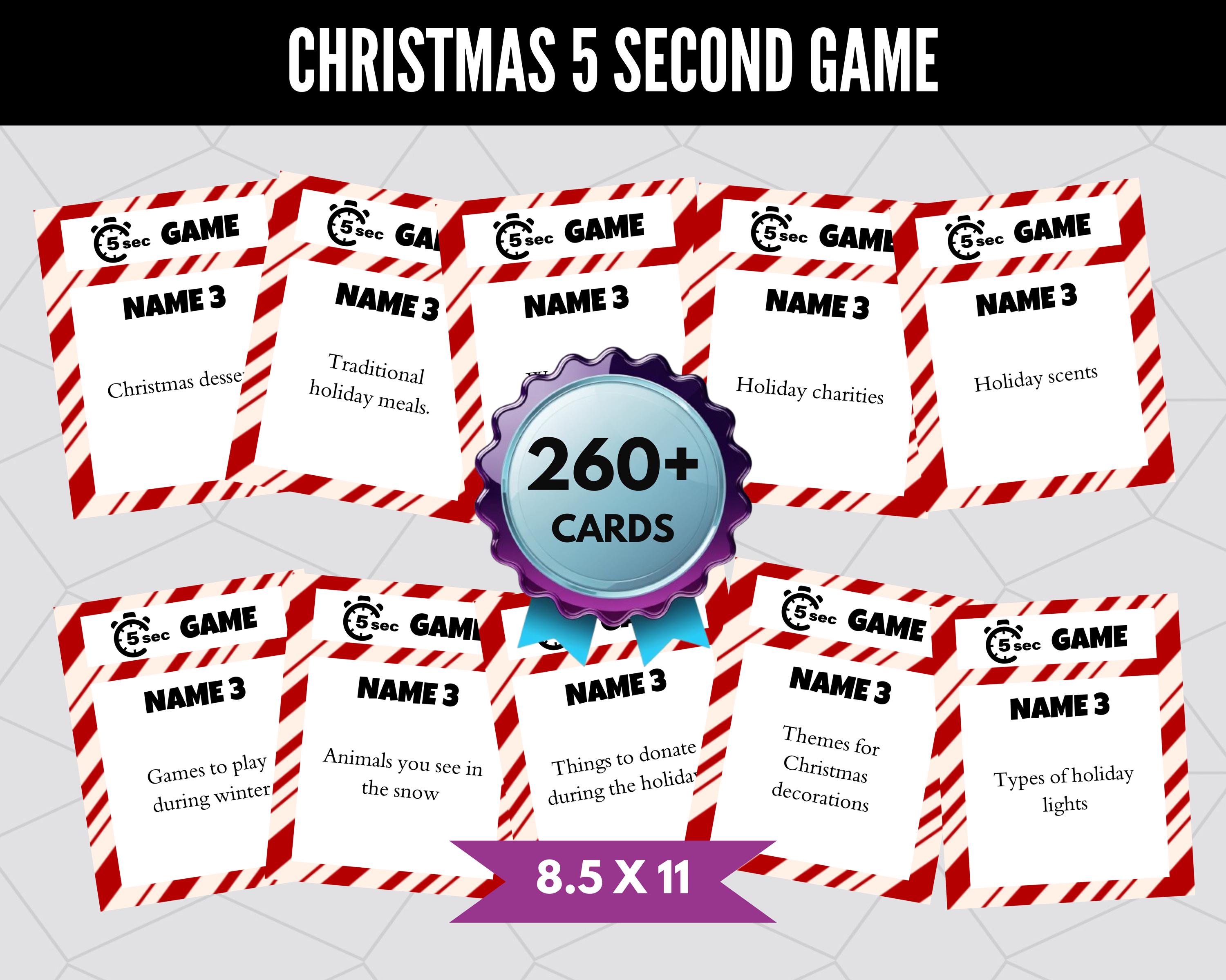 Christmas 5 Second Game, Printable Holiday Activity (PDF) - Etsy