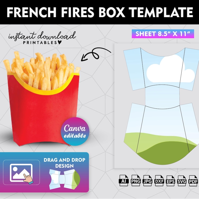 French Fry Box - Etsy