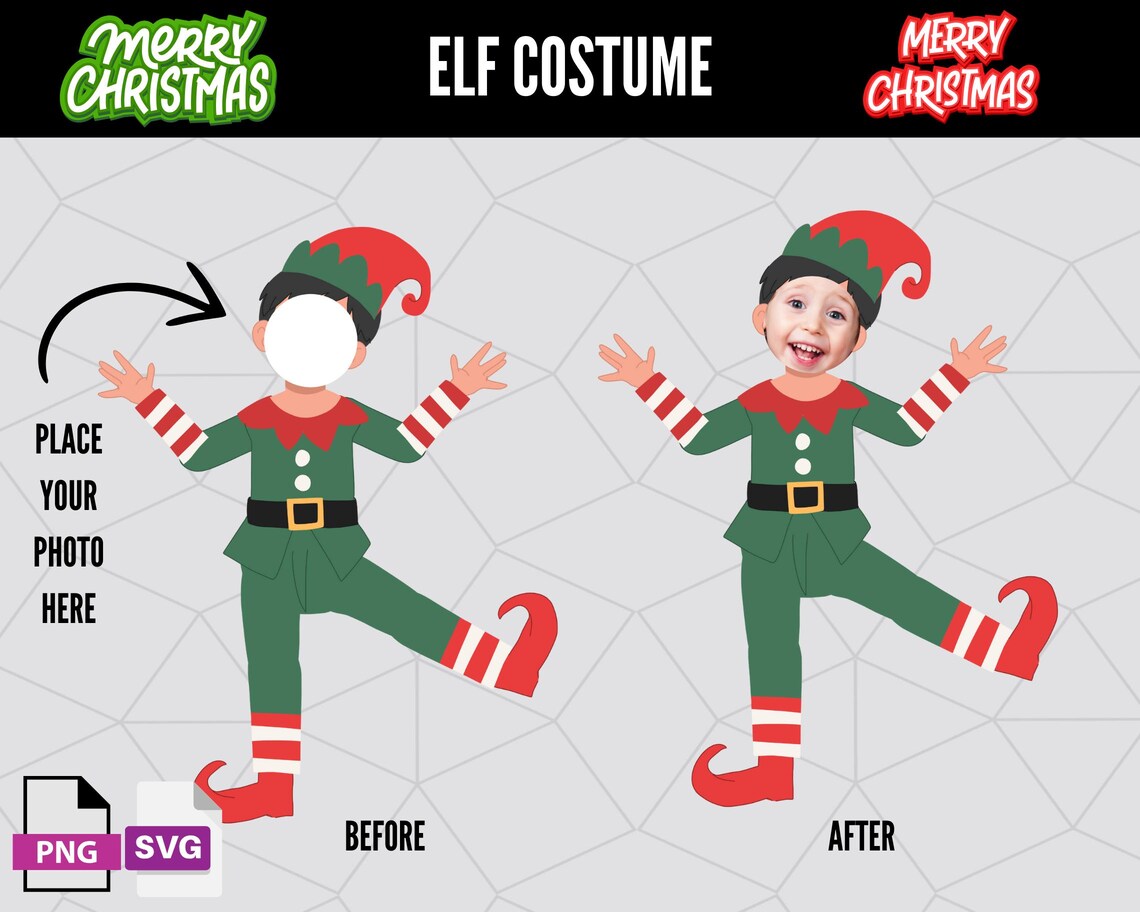 Christmas Add Your Own Photo Face, DIY Elf Yourself PNG Bundle, Elf ...
