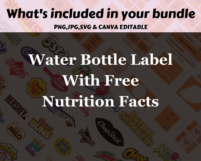 Water Bottle Labels Template Water Bottle Label Blank - Etsy