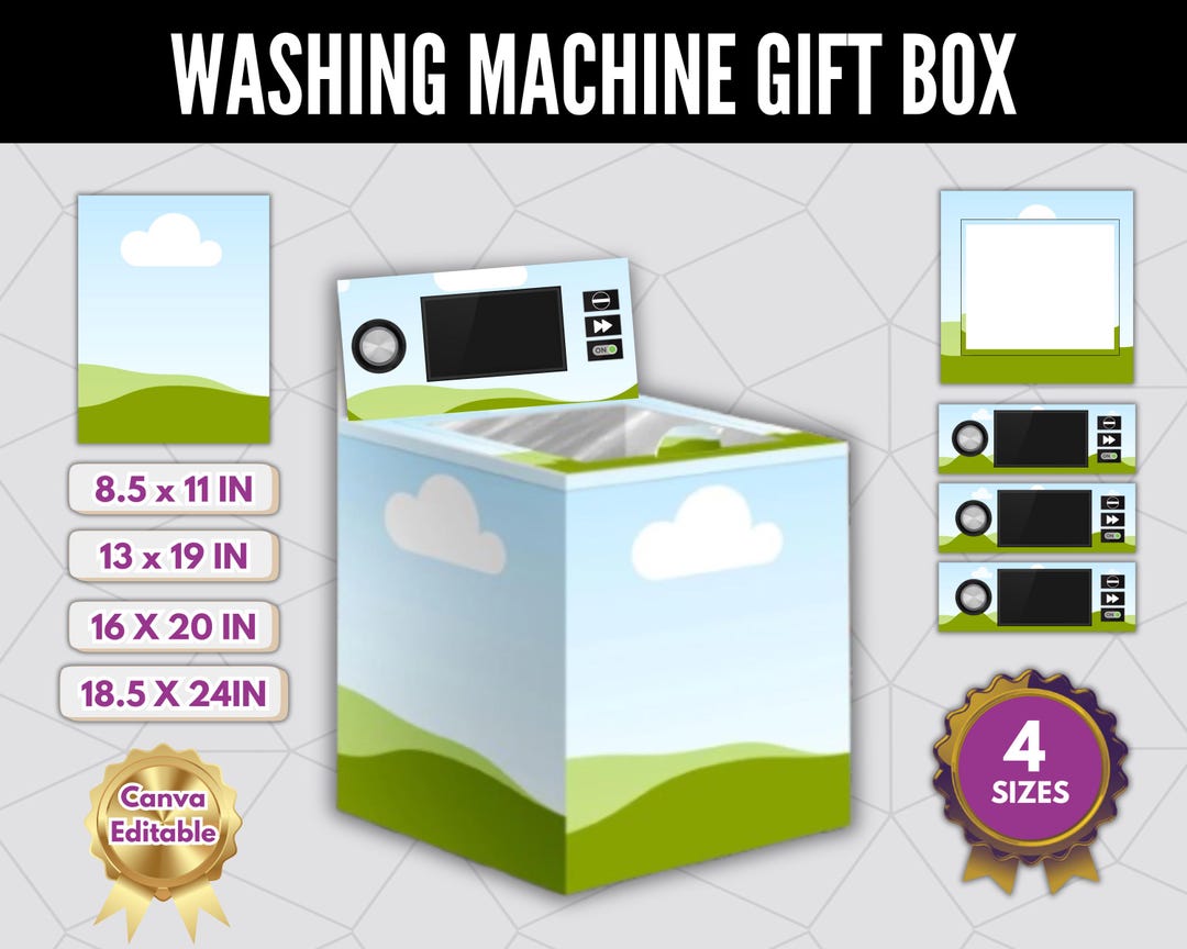 Top Load Washing Machine Gift Box Canva Template, Foam Board Easter ...