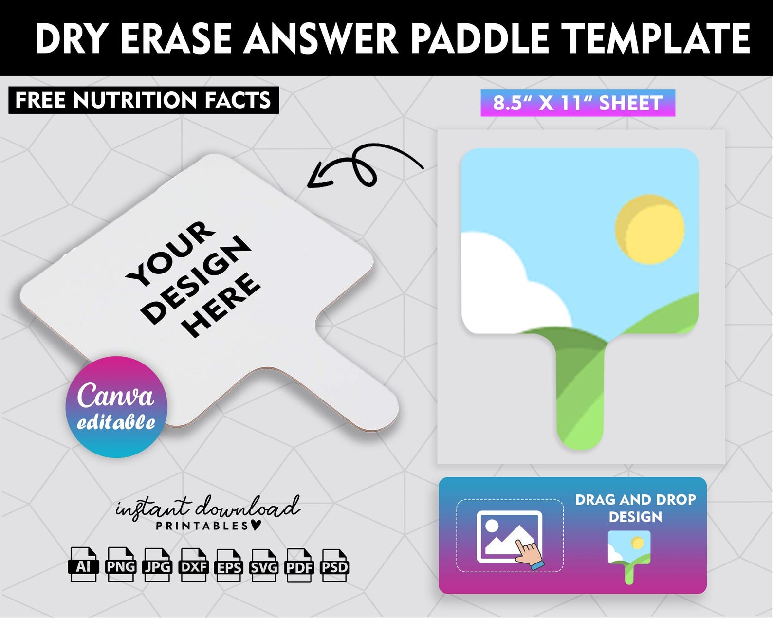 Dry Erase Answer Paddle Template, Canva Editable (digital Download) - Etsy