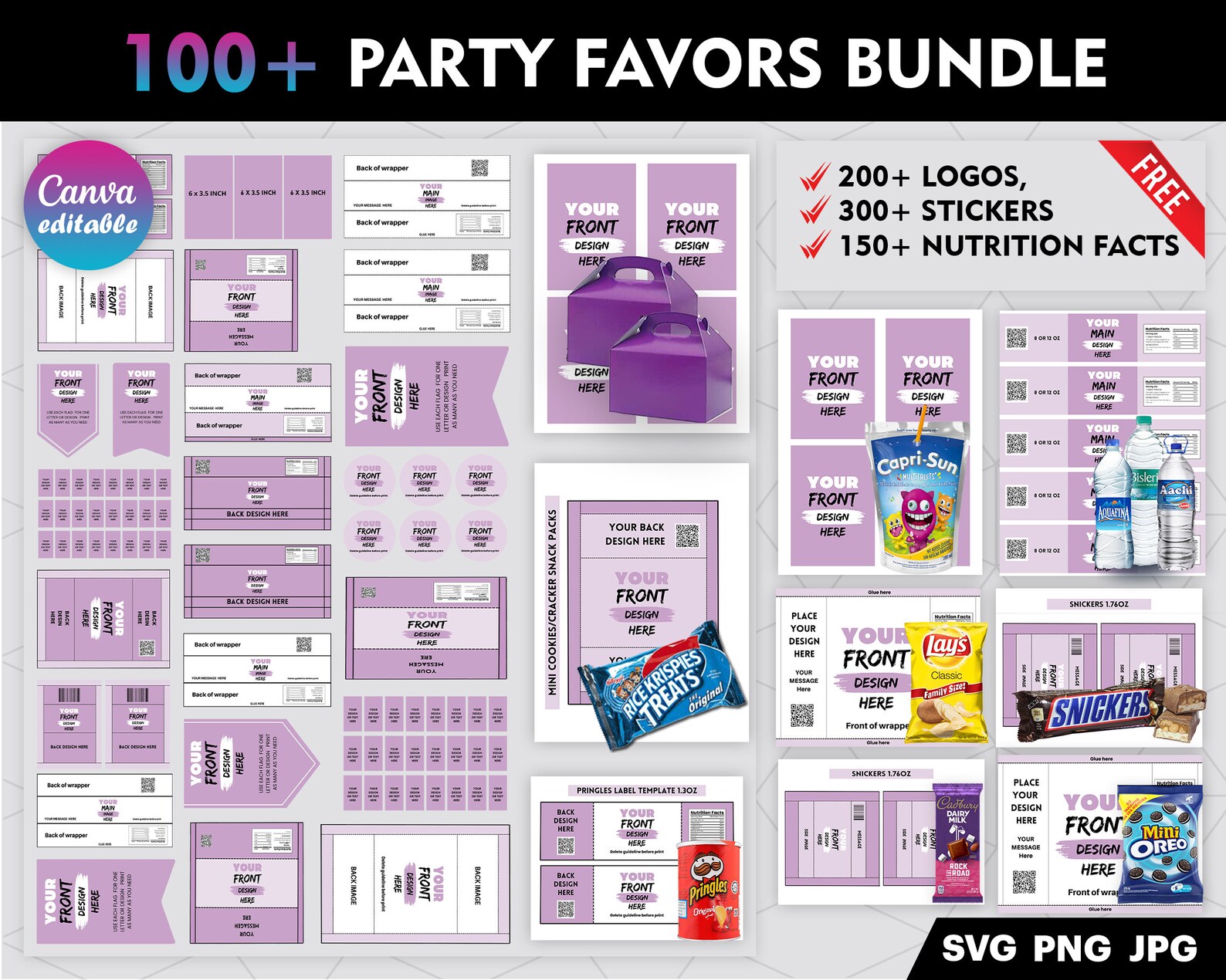 100+ Party Favor Templates Bundle (canva Editable, Digital Download) - Etsy
