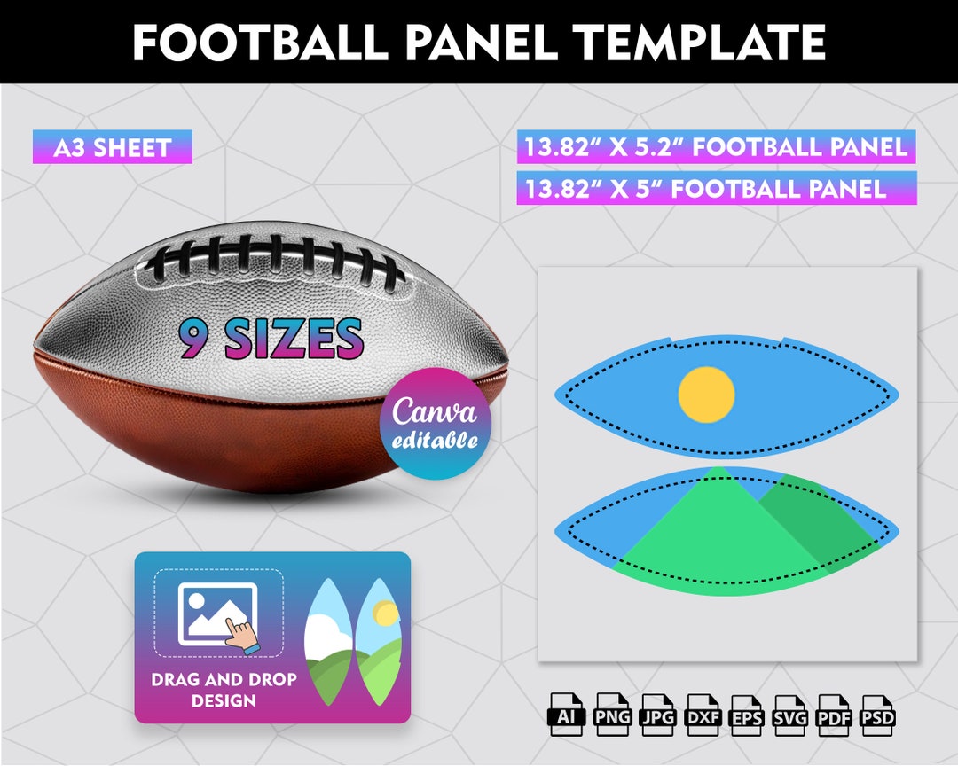 Football Panel Template, DIY Custom Photo Ball Wrap, Football Ball ...