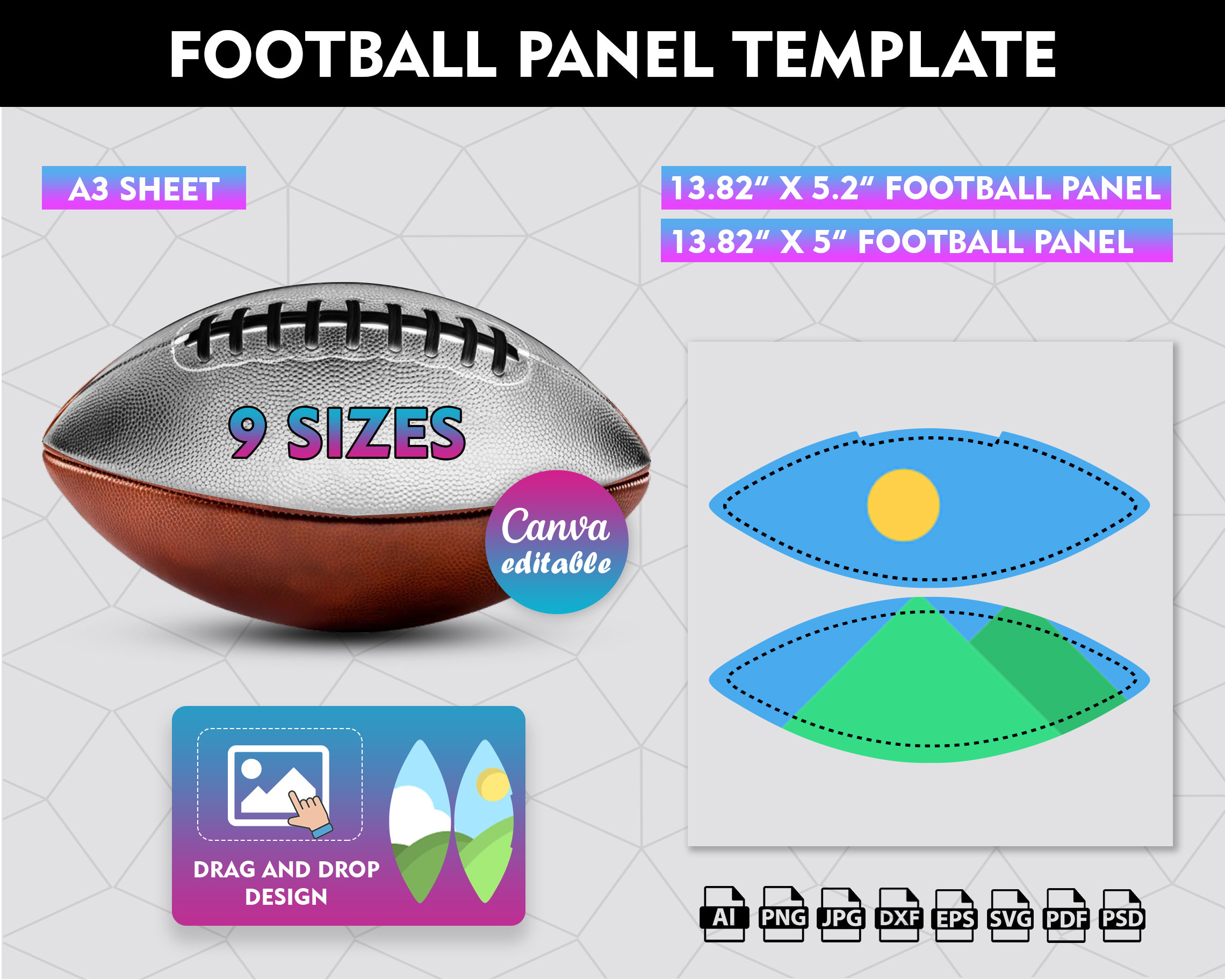 Custom Photo Football Panel Template, Canva Editable (digital Download ...