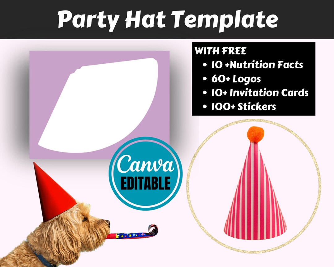 Party Hat Template, Birthday Hat Template, Cone Hat, Paper Hat ...