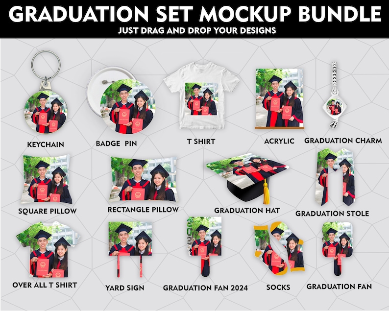 Graduation Mockup Bundle, Canva Editable, Sublimation Designs (digital ...
