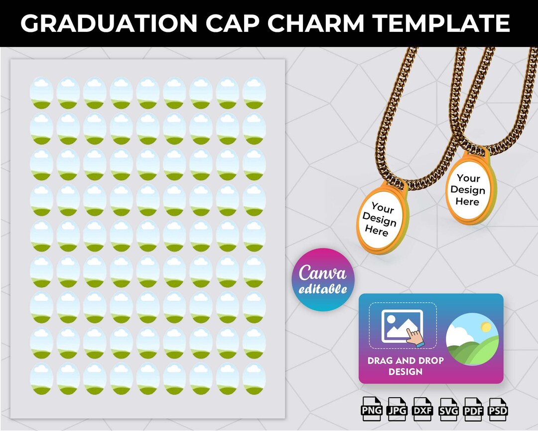 Graduation Cap Charm Template, Cap Charm Memorial Template, Charm ...