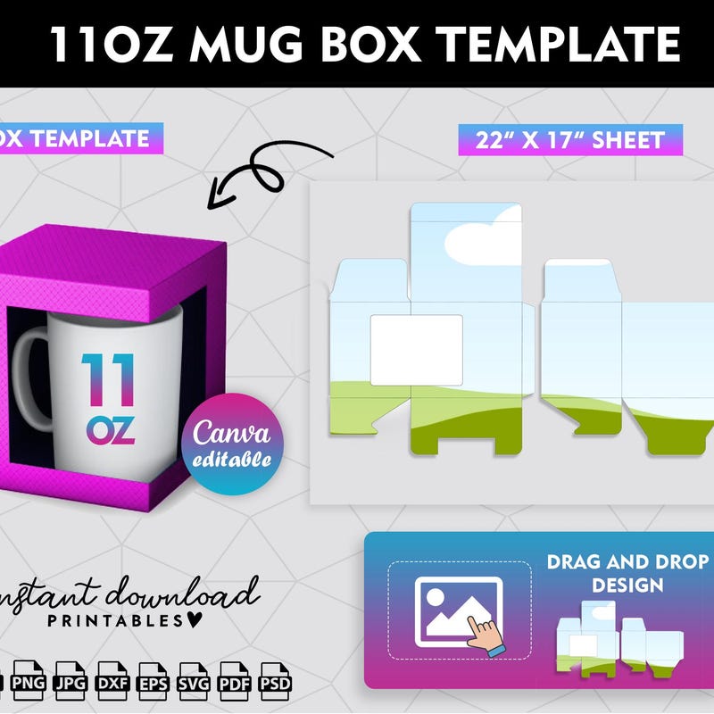 Mug Box Template - Etsy
