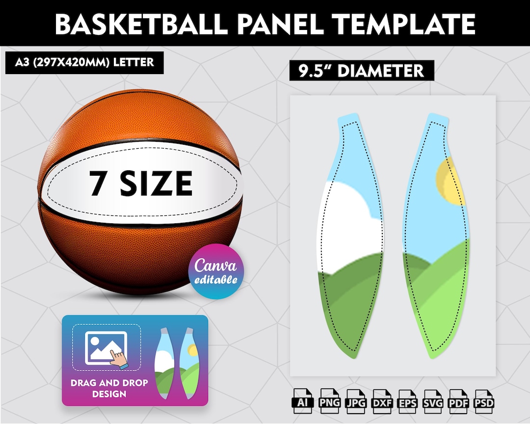 Size 7 Basketball Panel Template Svg, Blank Basketball Panel Template ...