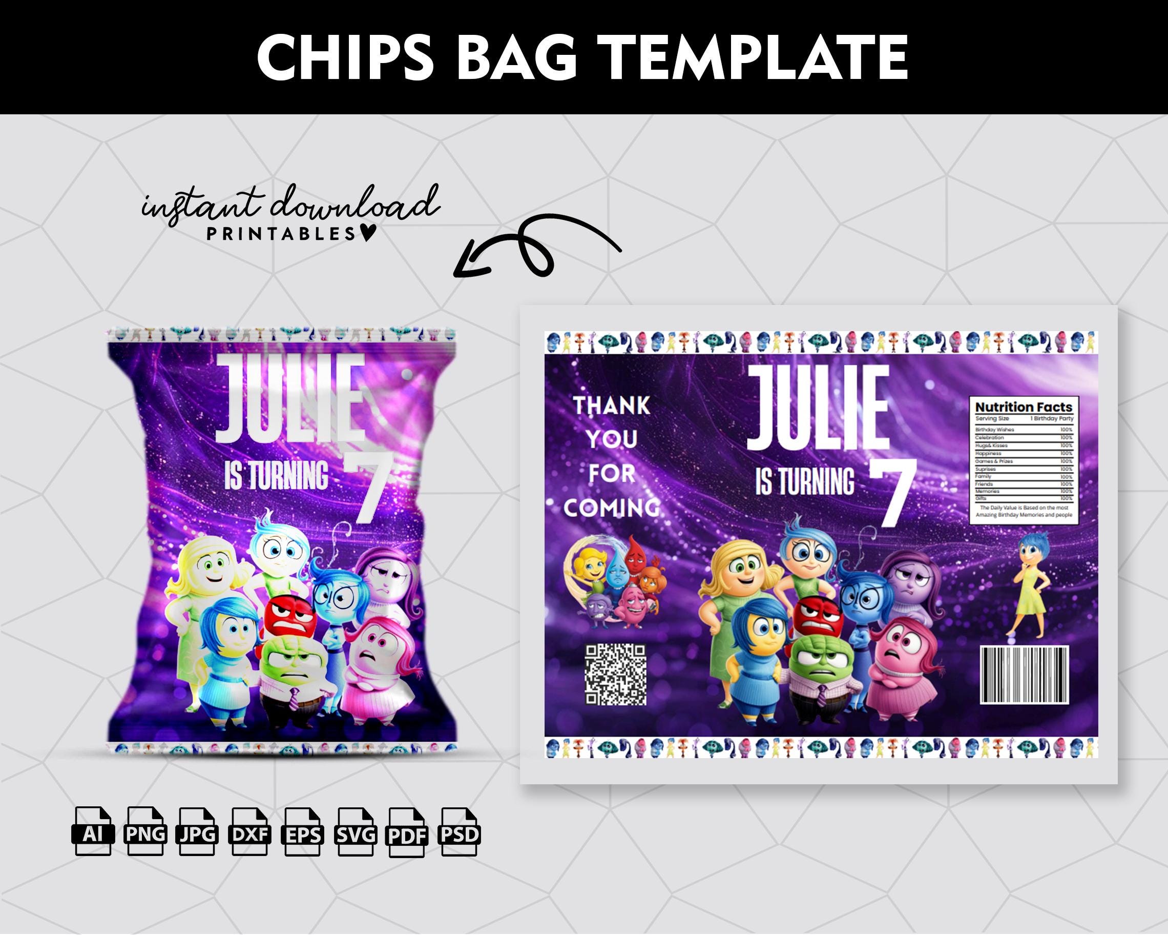 Inside Out Birthday Party Favor Bundle, Custom Labels (digital Download ...