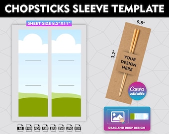 Chopsticks Sleeve Template, Chapstick Sleeve Svg, Chopstick Pocket ...