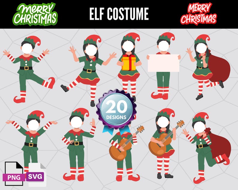 Christmas Add Your Own Photo Face, DIY Elf Yourself PNG Bundle, Elf ...