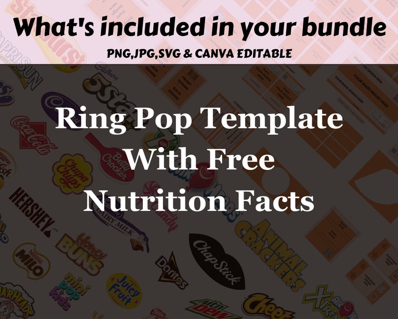 Editable Ring Pop Wrapper Template | Canva, JPG, PNG, SVG Files - Etsy
