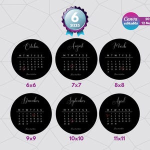 Burn Away Cake Topper Calendar Template, Custom Round Shape Cake Topper ...