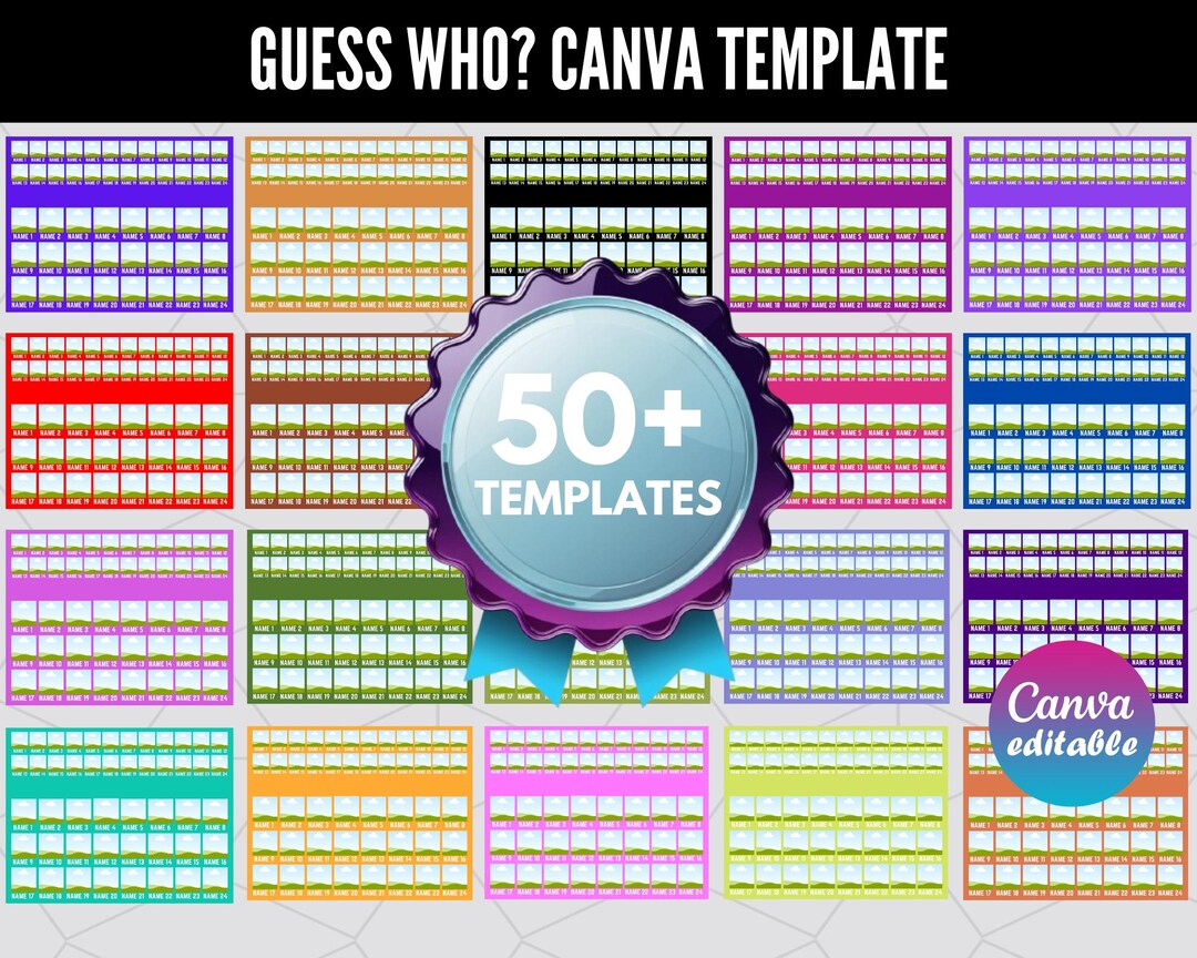Custom Guess Who Game, 16 Editable Canva Templates (digital Download ...