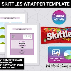 Skittles Wrapper Template, Blank Skittles Candy Wrapper Label, Skittles ...