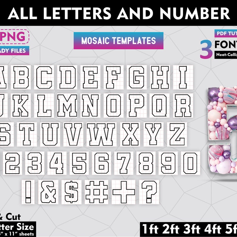 Mosaic Letters Template - Etsy