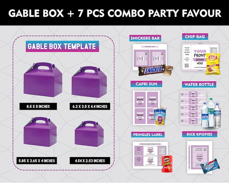 07 Party Favor Templates Birthday Party Template Bundle Etsy