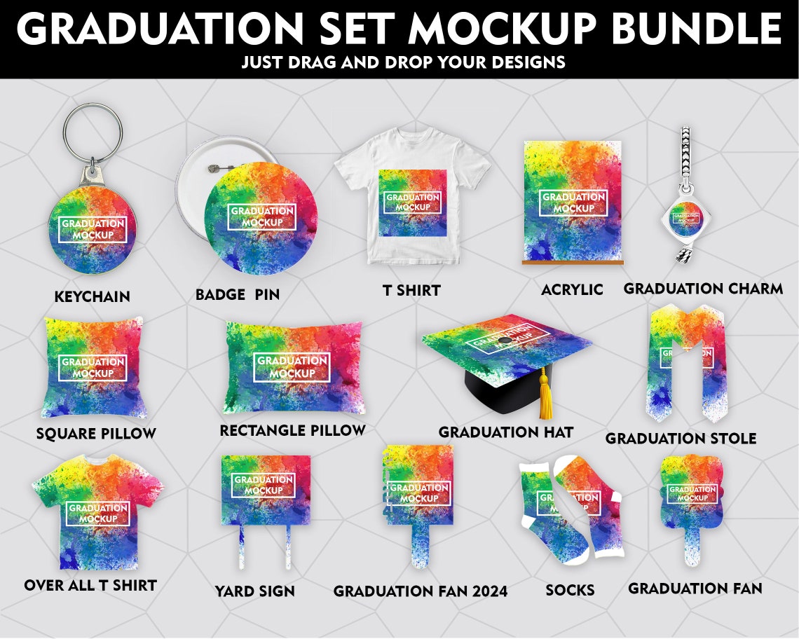 Graduation Mockup Bundle, Canva Editable, Sublimation Designs (digital ...