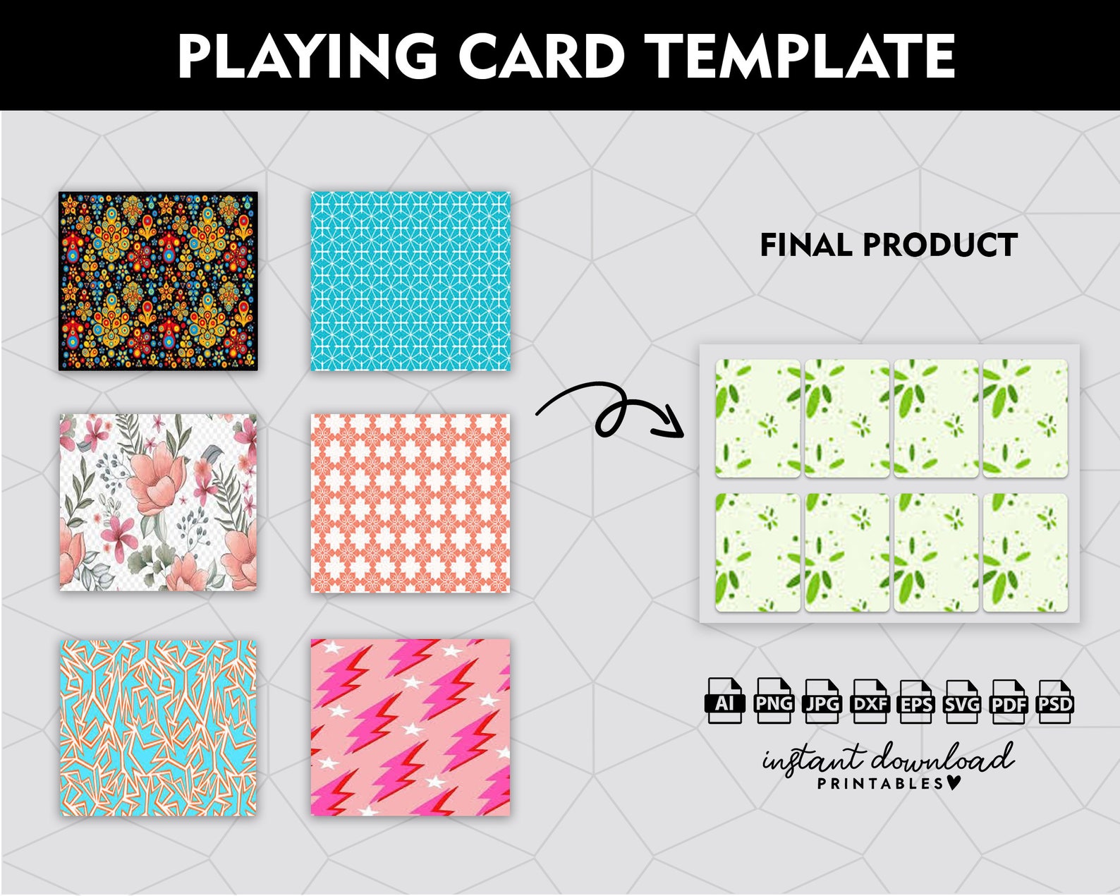 Blank Playing Card Template, Editable DIY Design (canva, Svg, Png, Jpg ...